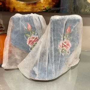 Glaze | Shoes | Nwt Glaze Open Toe Denim Boots | Poshmark